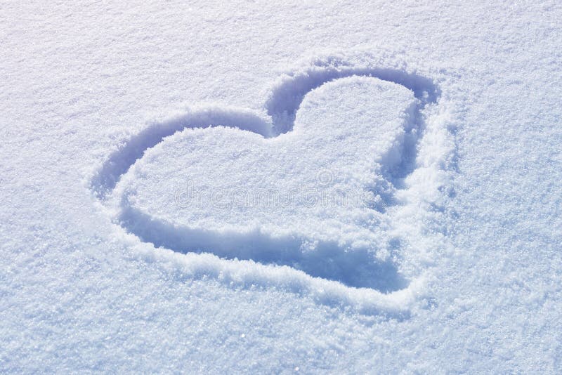 Drawn heart shape on snow stock image. Image of freeze - 112995217