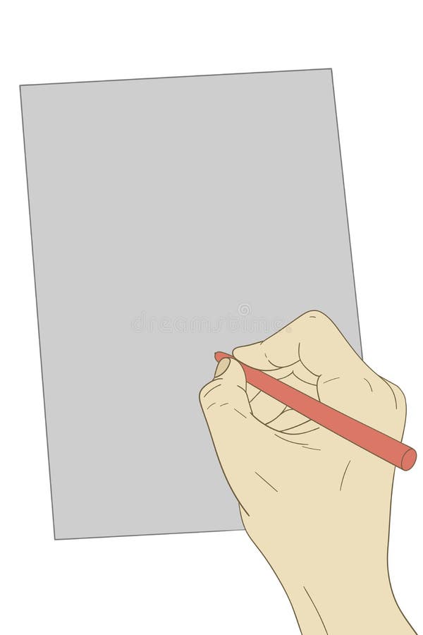 Drawn Illustration of a Hand Writing a Letter Using a Pencil Stock ...