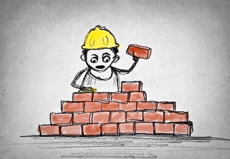 Building a wall stock illustration. Illustration of graphic - 22802616
