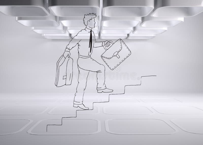 Drawn Man on Grey Abstract Background Stock Illustration - Illustration ...