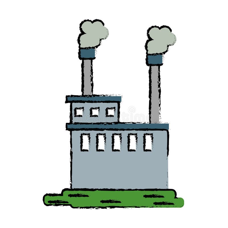 Drawn Manufactory Industry Producing Gas Stock Vector - Illustration of ...