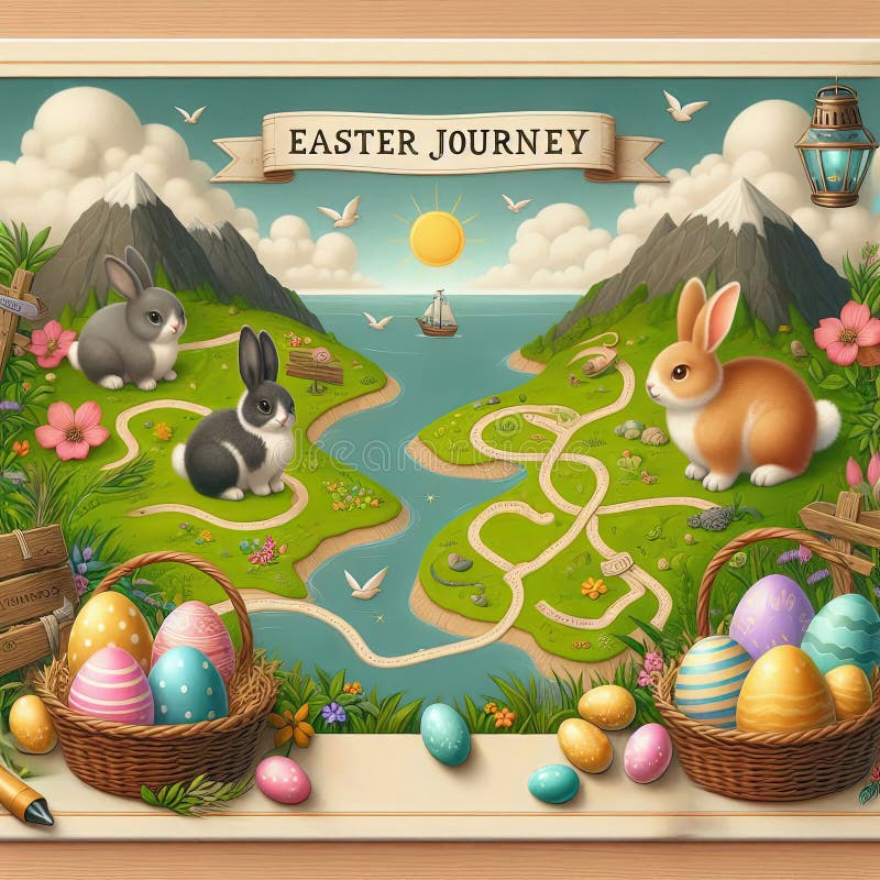 Drawn Map for a Cute Easter Getaway Stock Illustration - Illustration ...