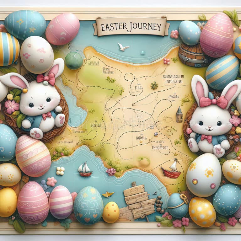 Drawn Map for a Cute Easter Getaway Stock Illustration - Illustration of hunt, collection: 367282947