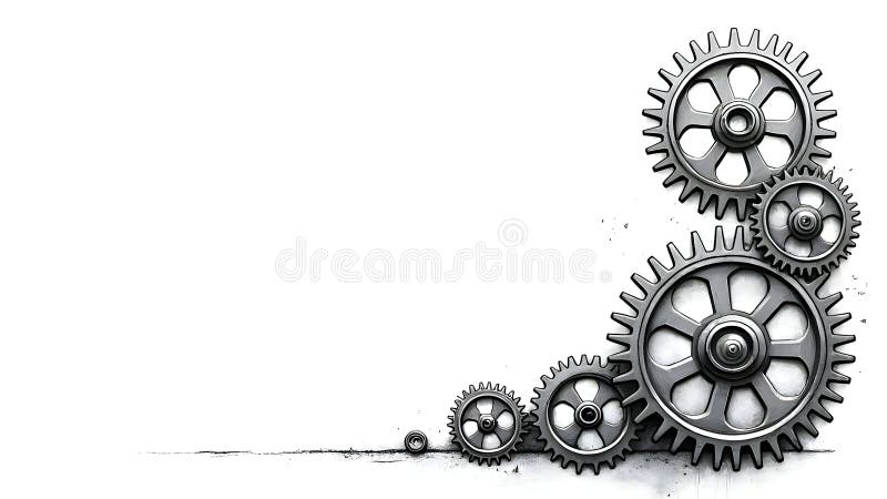 Drawn Mechanism Wheels Abstract Black and White Background Stock ...