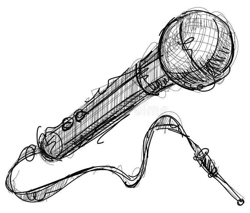 Drawn Mic on white stock illustration. Illustration of radio - 42747053
