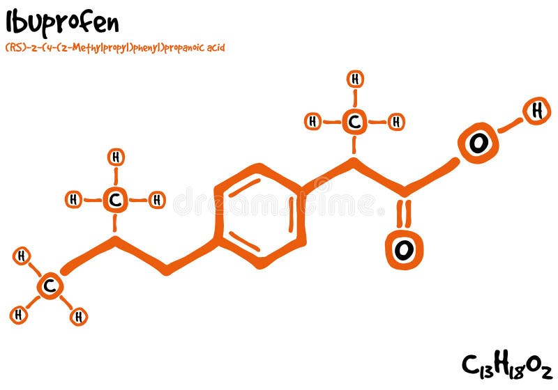 Drawn Molecule and Formula of Ibuprofen Stock Vector - Illustration of ...