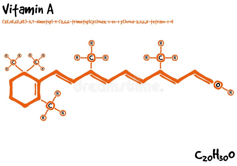 Drawn Molecule and Formula of Vitamin a Stock Vector - Illustration of ...