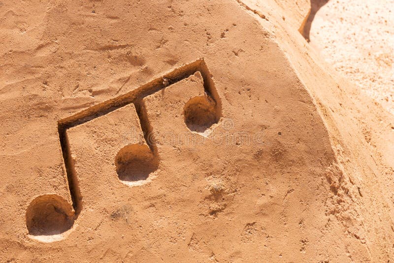 Drawn Musical Note on the Sandy Beach Stock Image - Image of built ...