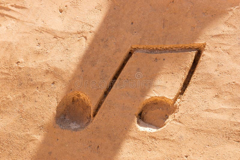 Drawn Musical Note on the Sandy Beach Stock Photo - Image of travel ...