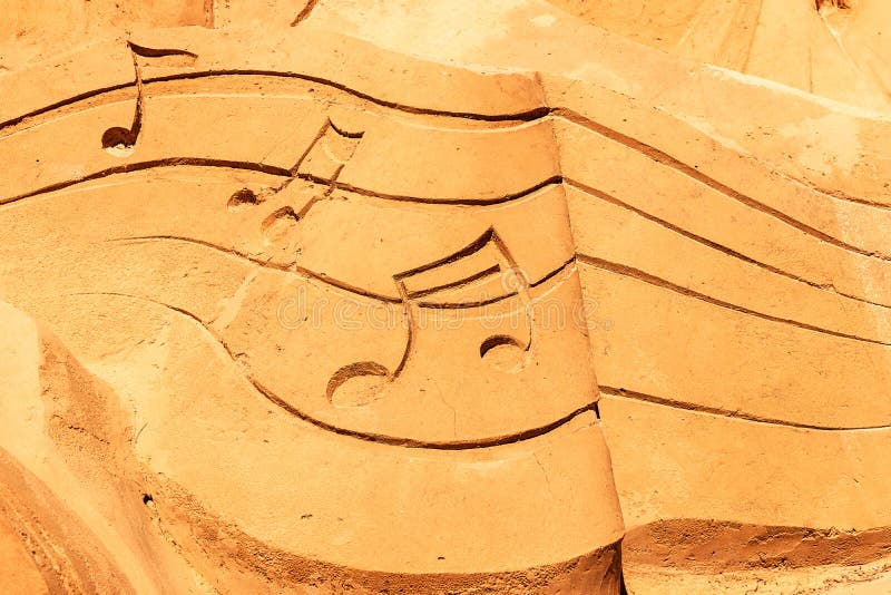 Drawn Musical Notes on Sand Stock Image - Image of summer, drawing ...