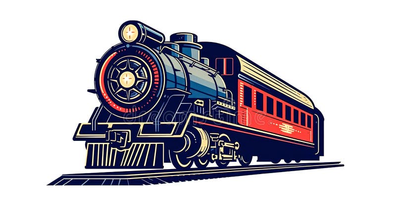 Drawn Old Train, Logo Design, Generative AI. Stock Illustration ...
