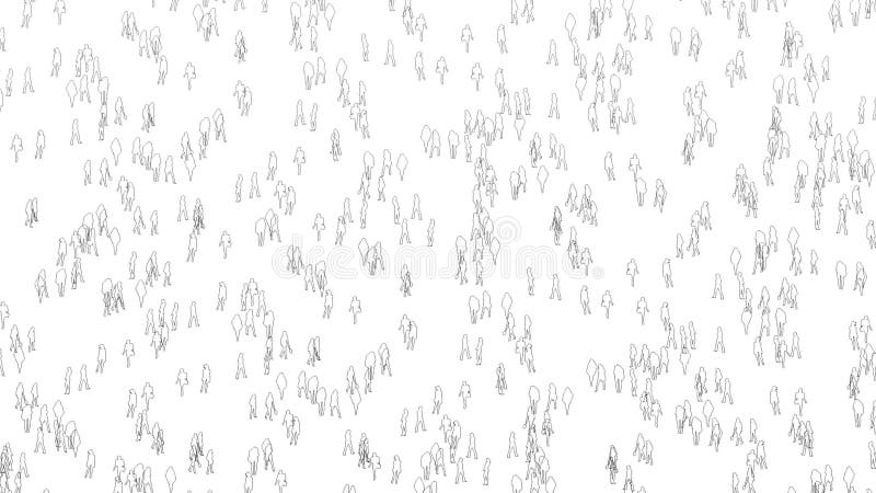 Drawn Outline of Crowd of People in White Backdrop. Animation Stock ...