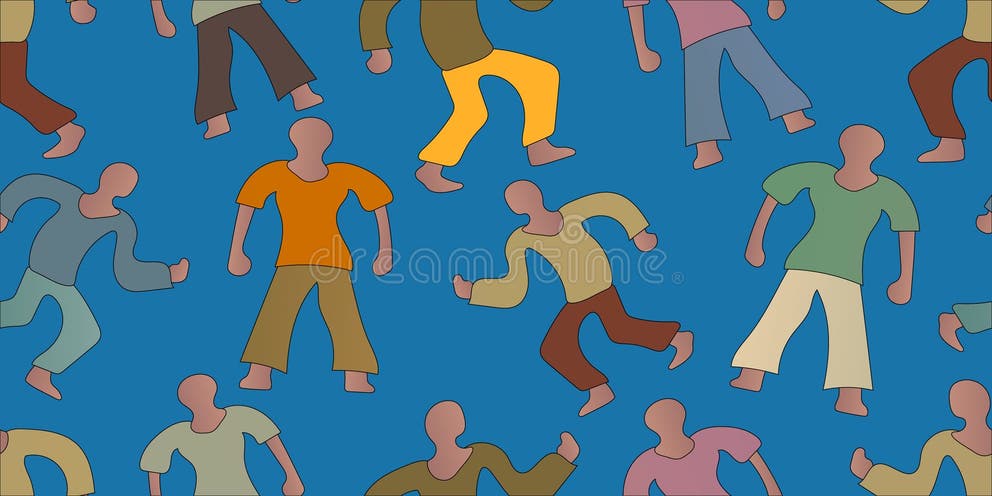 Drawn People. Seamless Background with Drawn Colored People Stock ...