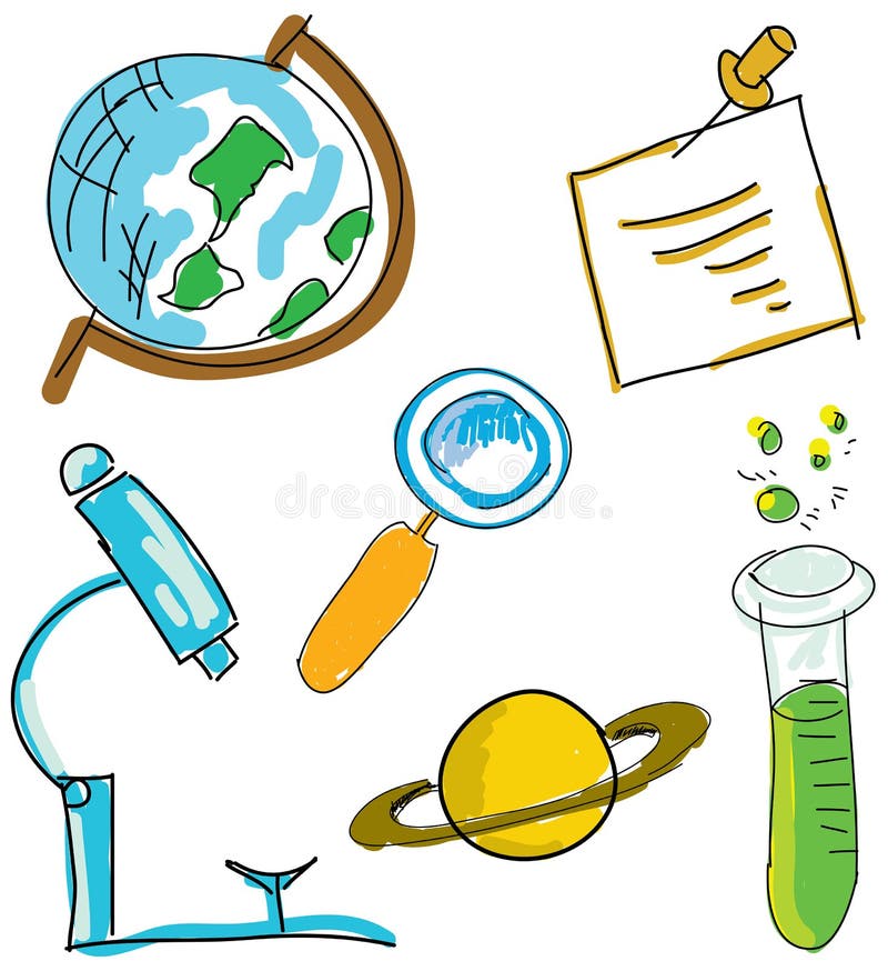 Drawn Picture with Science Stuff. Vector Stock Vector - Illustration of ...