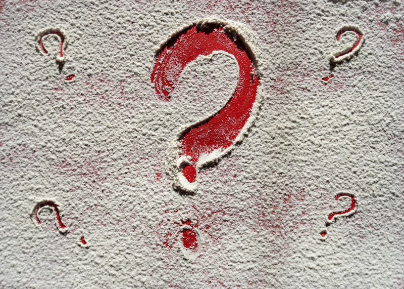 Drawn Question Mark on Red Background, Drawn on Flour. Question Mark ...
