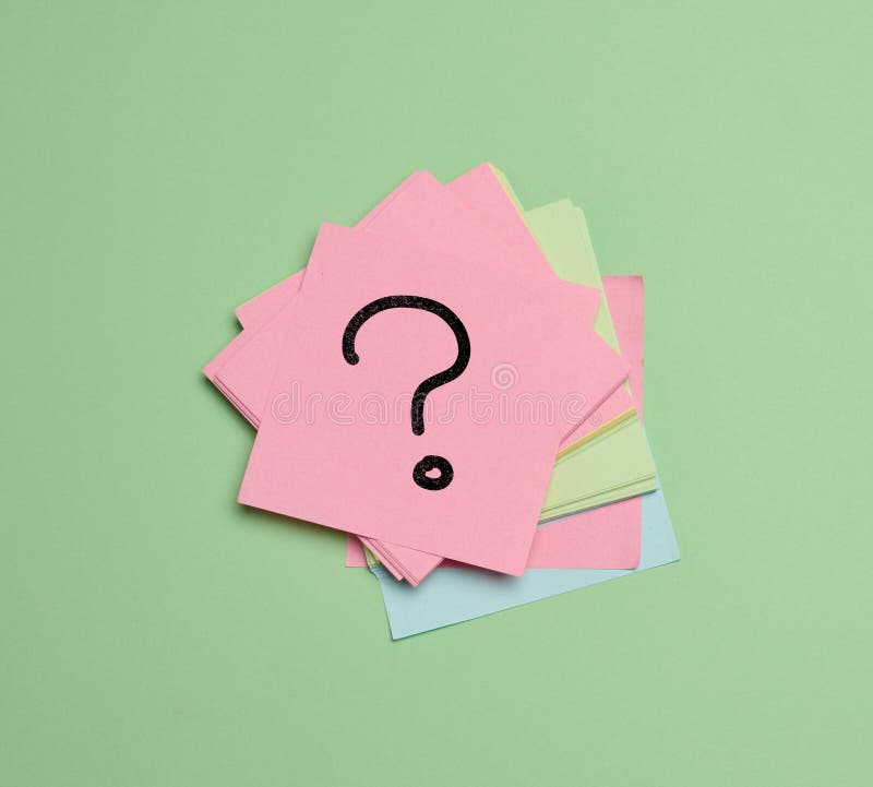 Drawn Question Marks on Stickers, Green Background. Searching for Truth ...