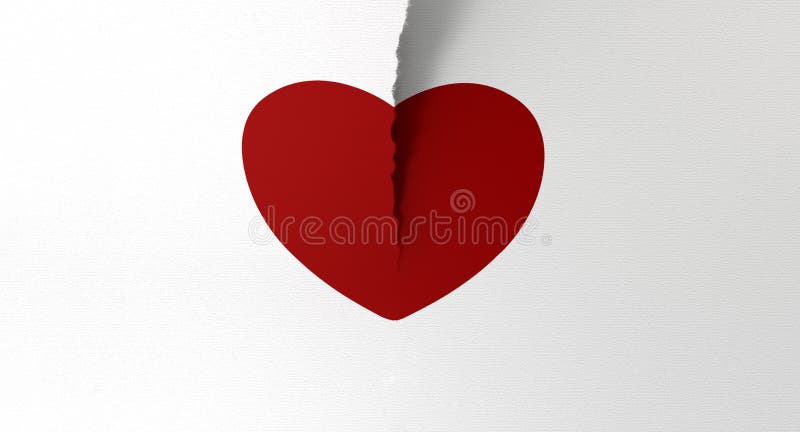 Drawn Red Heart Torn in Two Stock Photo - Image of relationship ...