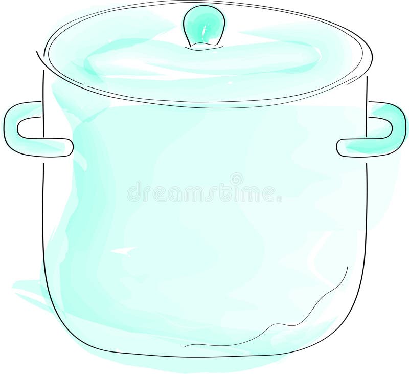 Drawn Saucepan with a Lid. Simple Cartoon Drawing. Stock Vector ...