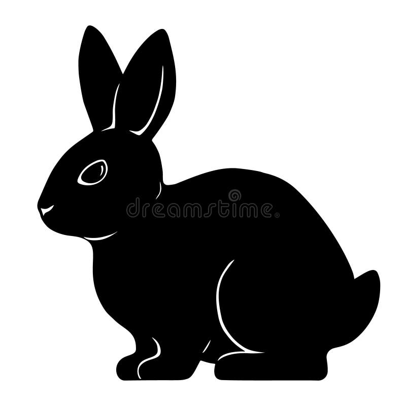 A Drawn Silhouette of a Sitting Rabbit. Stock Vector - Illustration of ...