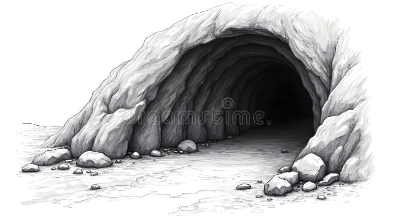 Drawn Simple Sketch Illustration of a Cave Enterance Stock Illustration ...
