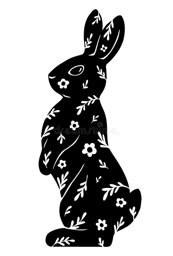 A Drawn Standing Flower Bunny. Stock Illustration - Illustration of ...