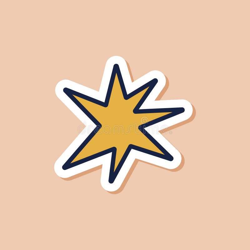 Drawn Yellow Star Doodle Sticker. Isolated Sticker of Cartoon Star ...