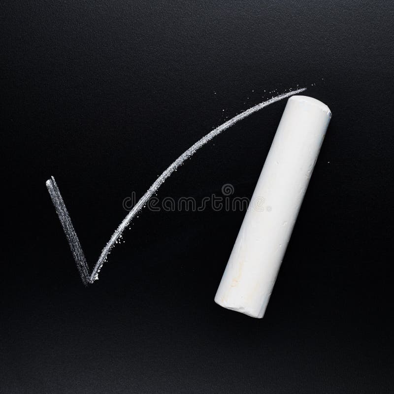 Drawn Yes Tick Sign Next To a Piece of Chalk Stock Image - Image of ...