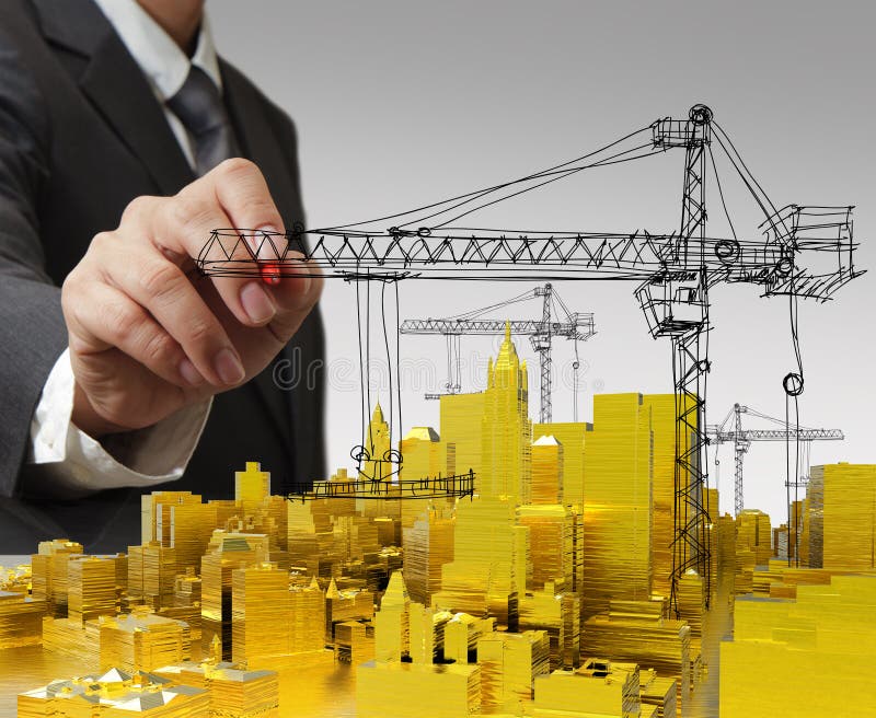 Draws Golden Building Development Concept Stock Image - Image of draw ...