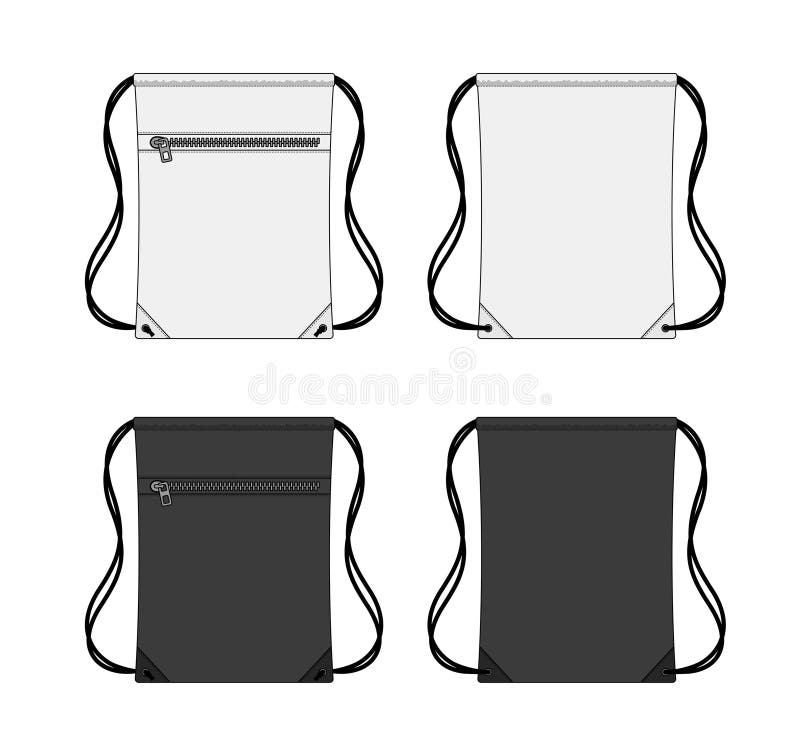 Drawstring Bag, Backpack Template Illustration Set Stock Vector ...