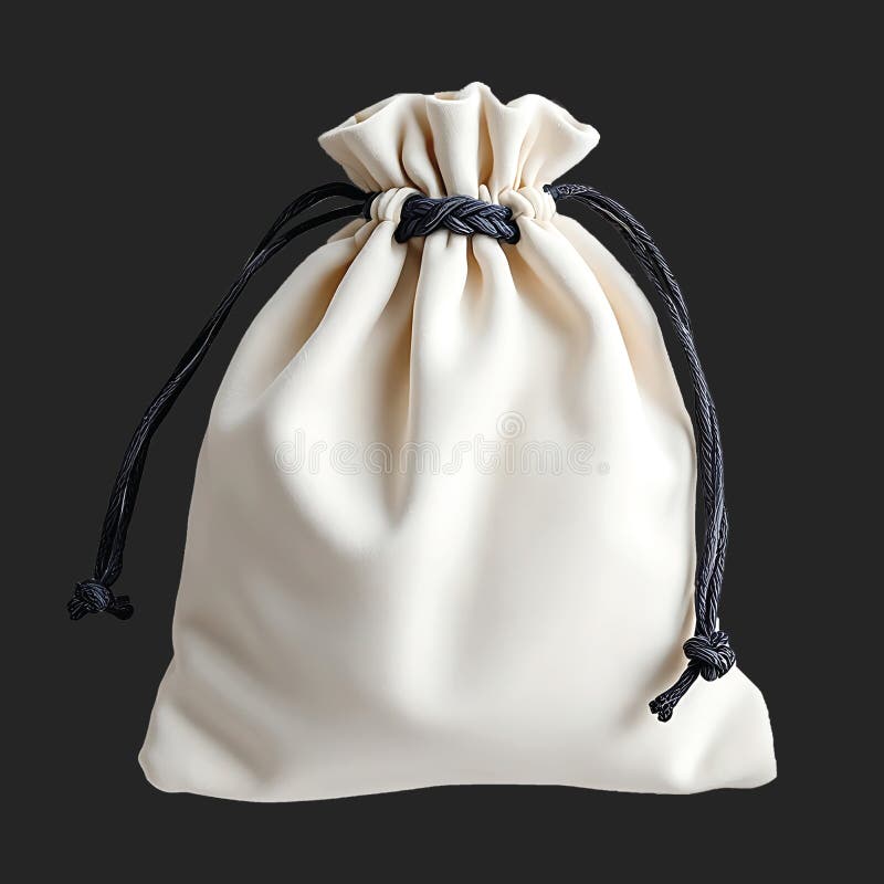 White Drawstring Bag Packaging on Transparent Background Stock ...