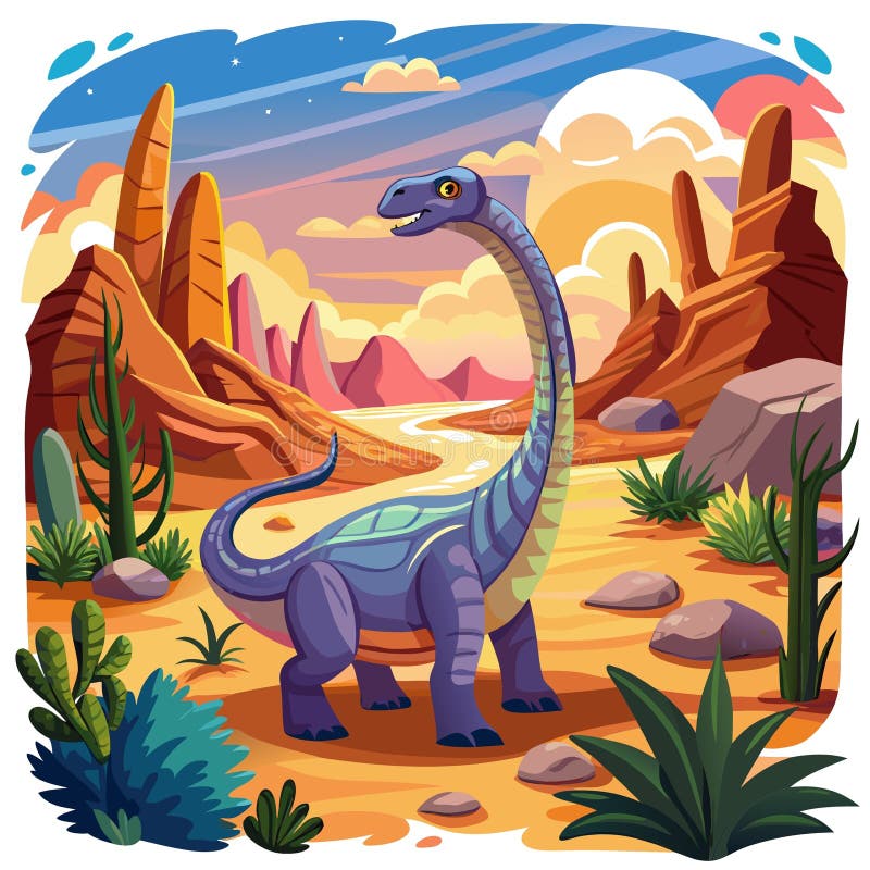 Dreadnoughtus Dinosaur Supportive Goes Desert Vector Stock Vector ...
