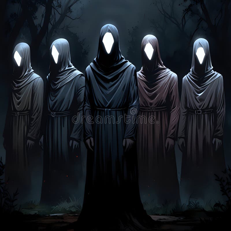 Faceless Demons of Human Vices Stock Photo - Image of darkness, hoods ...
