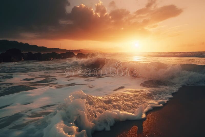 Dream Beach at Sunset in a Tropical Paradise Created with Generative AI ...