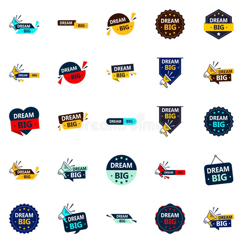 Dream Big 25 Modern Vector Elements for Inspiring and Motivating Stock ...