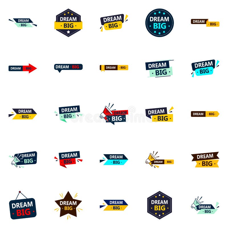 Dream Big 25 Modern Vector Elements for Inspiring and Motivating Stock ...