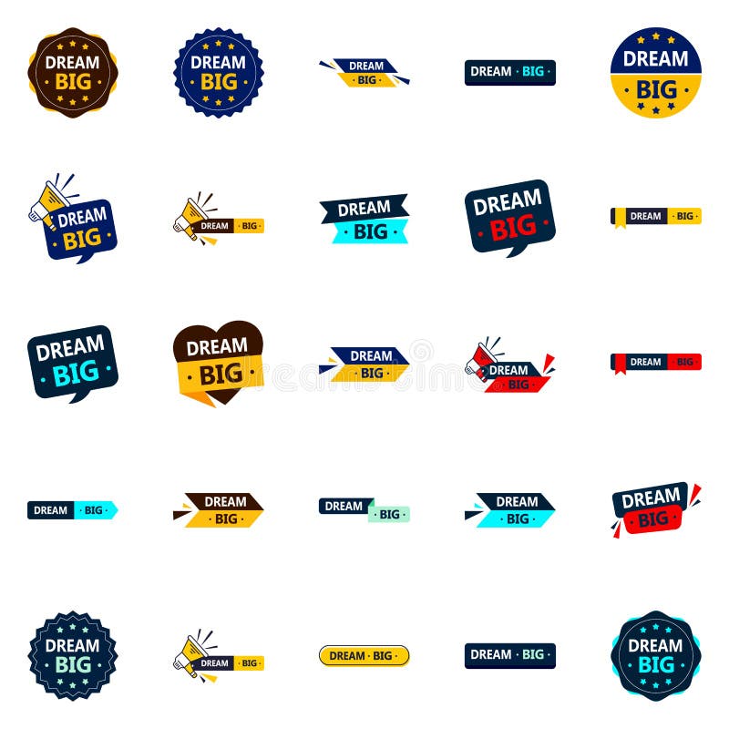 Dream Big 25 Modern Vector Elements for Inspiring and Motivating Stock ...