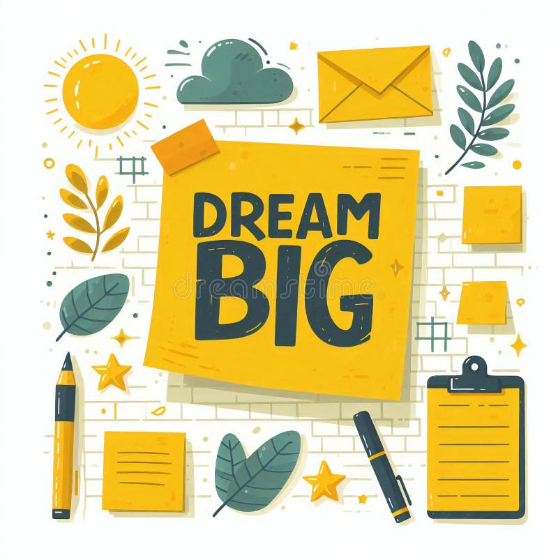 Dream Big Written in Yellow Stock Illustration - Illustration of style ...