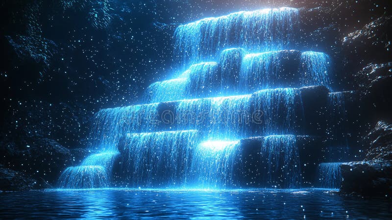 Dream Blue Step Waterfall stock illustration. Illustration of dream ...
