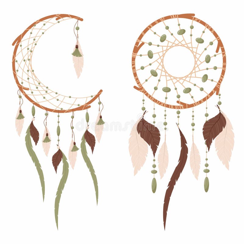 Dream Catcher. Vector Illustration of a Dream Catcher with Feathers and ...