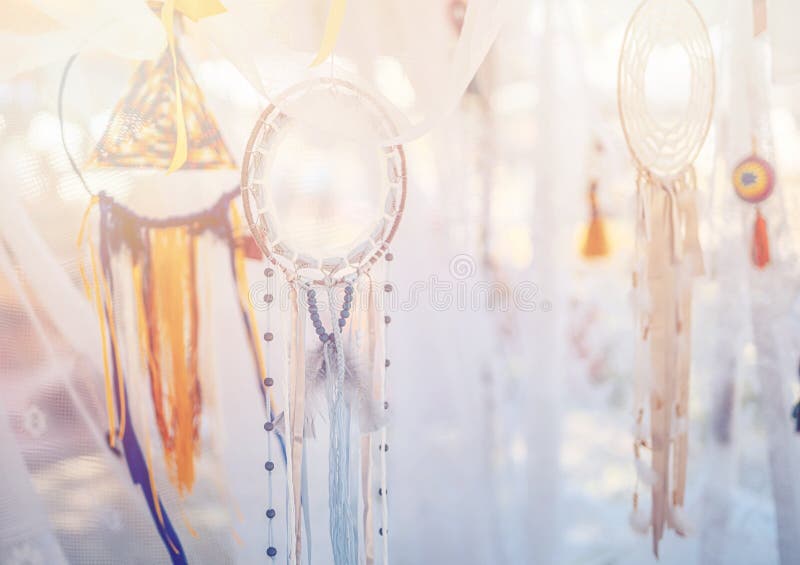 Dream Catcher on a Beautiful White Background. Stock Image - Image of ...