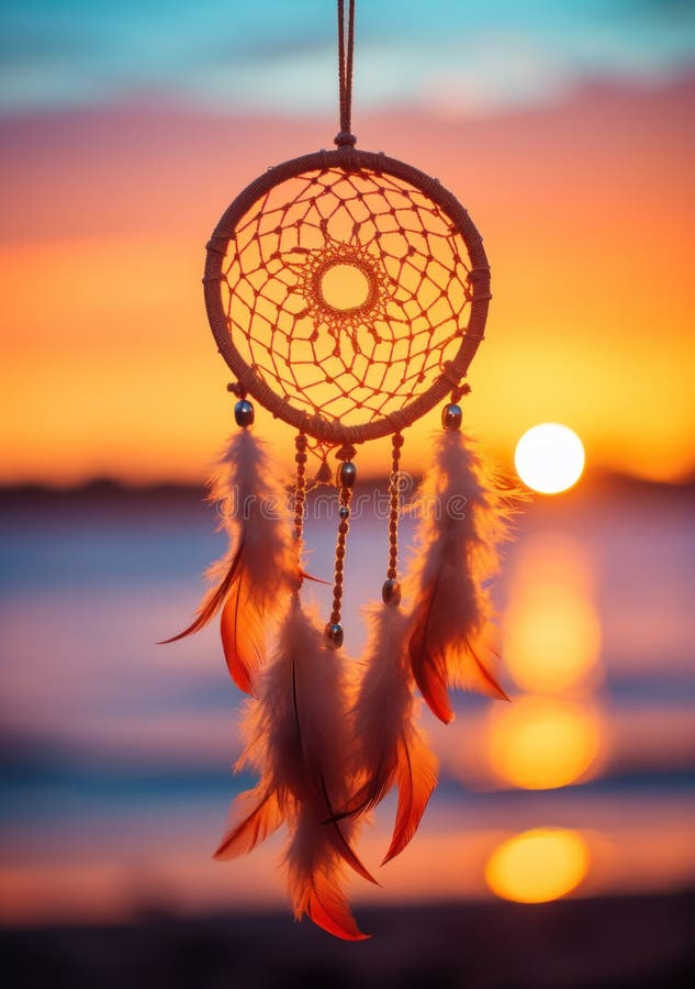 A Dream Catcher with Feathers from the Ground Stock Illustration ...