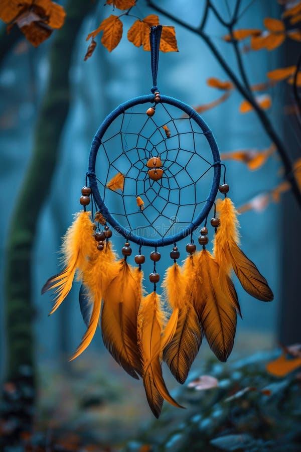 A Dream Catcher Hanging from a Tree in a Forest Stock Photo - Image of ...