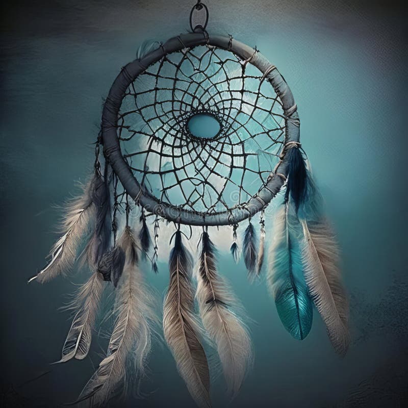 Dream Catchers with White and Blue Feathers. Stock Illustration ...