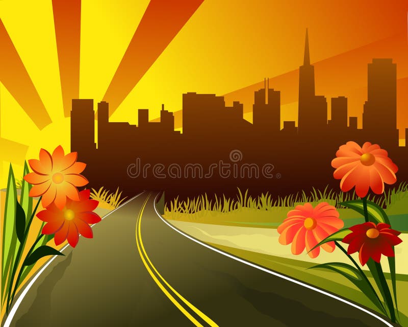Dream city stock vector. Illustration of building, silhouette - 4596839