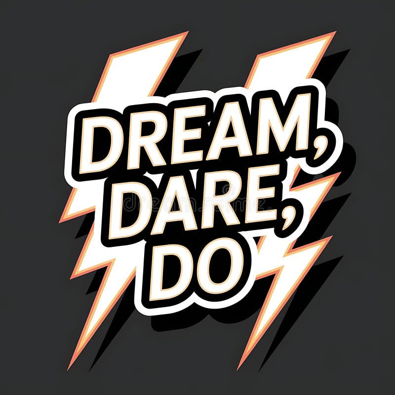 Dream, Dare, Do Tri-fold Bold Font Design with Lightning Theme, with ...