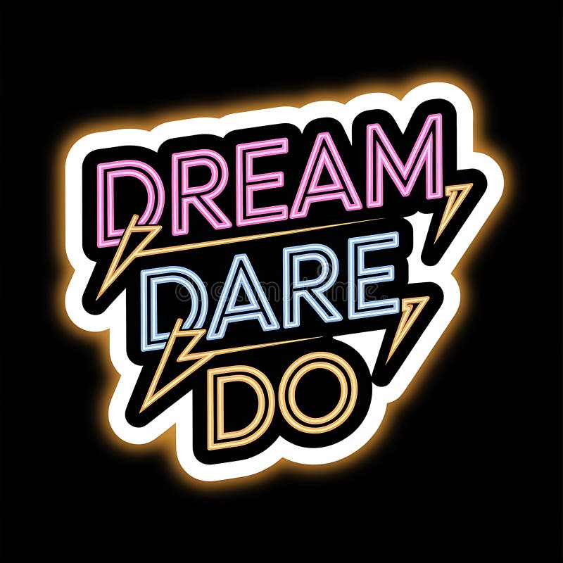 Dream, Dare, Do Tri-fold Bold Font Design with Lightning Theme, with ...