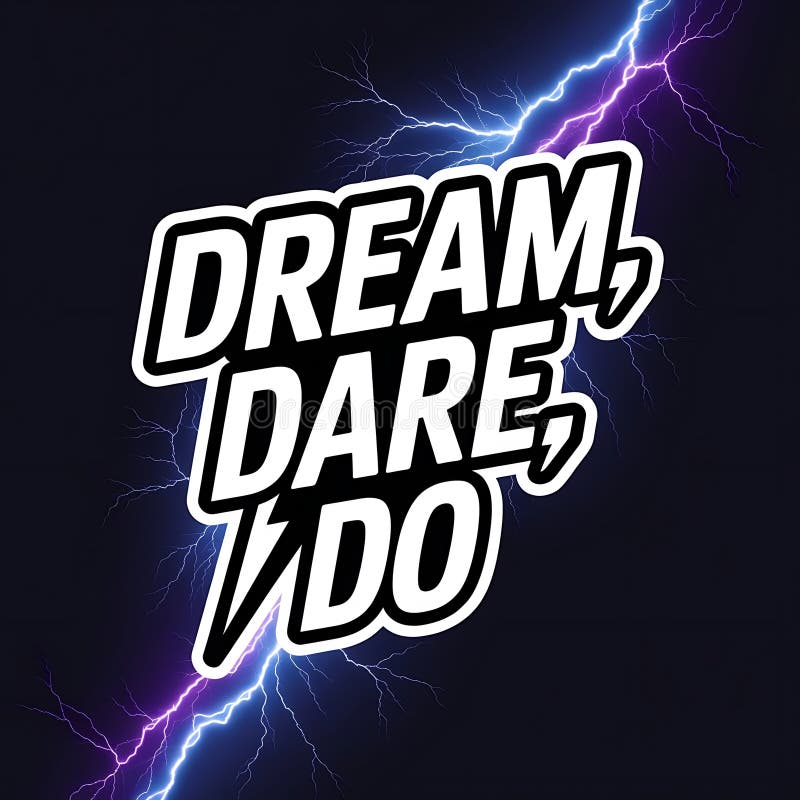 Dream, Dare, Do Tri-fold Bold Font Design with Lightning Theme, with ...