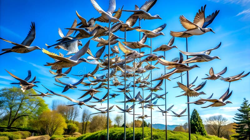 A Dream of Flight: a Kinetic Sculpture of Birds in Motion Generative AI ...
