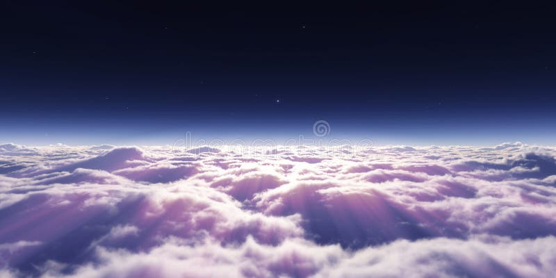 Dream Fly Above Clouds Ray Light Stock Illustration - Illustration of ...