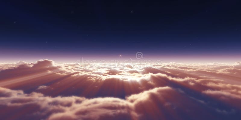 Dream Fly Above Clouds Ray Light Stock Illustration - Illustration of ...